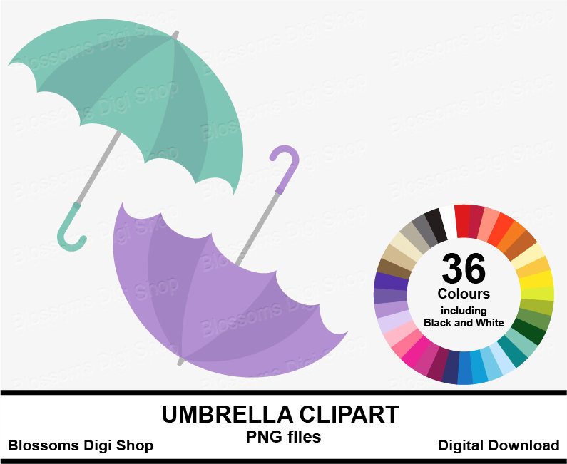 Umbrella Clipart Rainbow Sticker Planner Element Rainy Day | Etsy