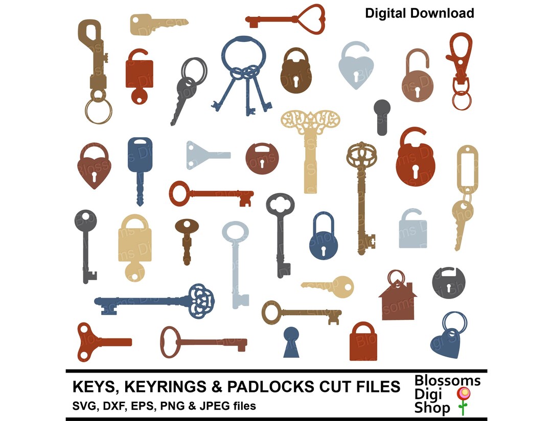 Keys Keyrings, Padlocks Cut Files, Svg Lock, Dxf Key, Eps Padlock ...