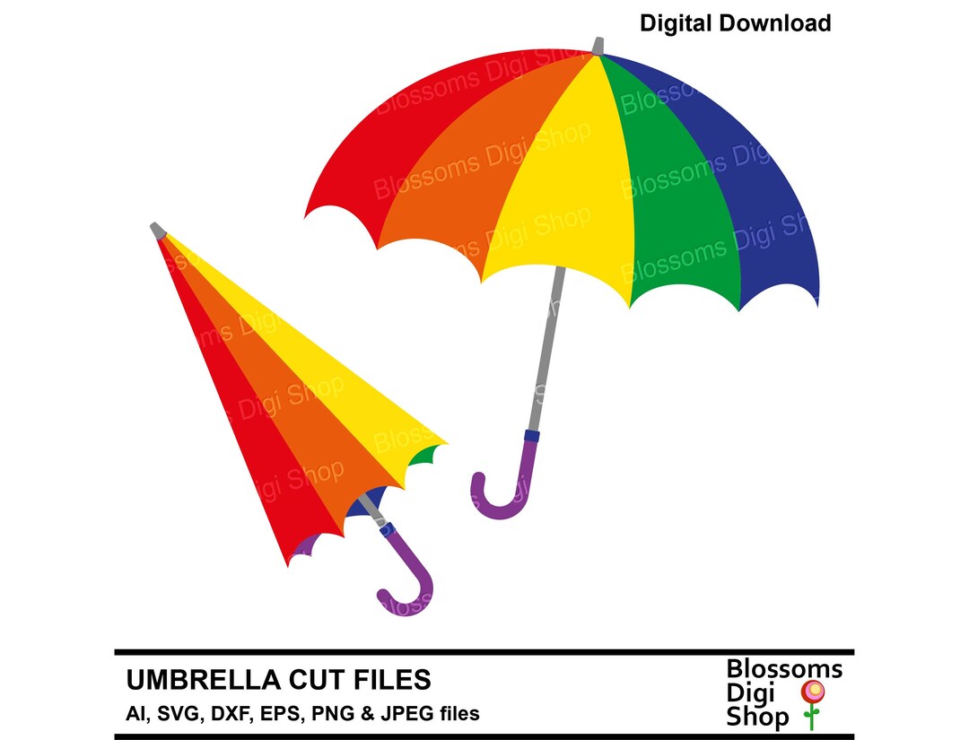 Umbrella Cut Files, Weather Graphic, Rain Eps, Brolly Svg, Rainy Day ...