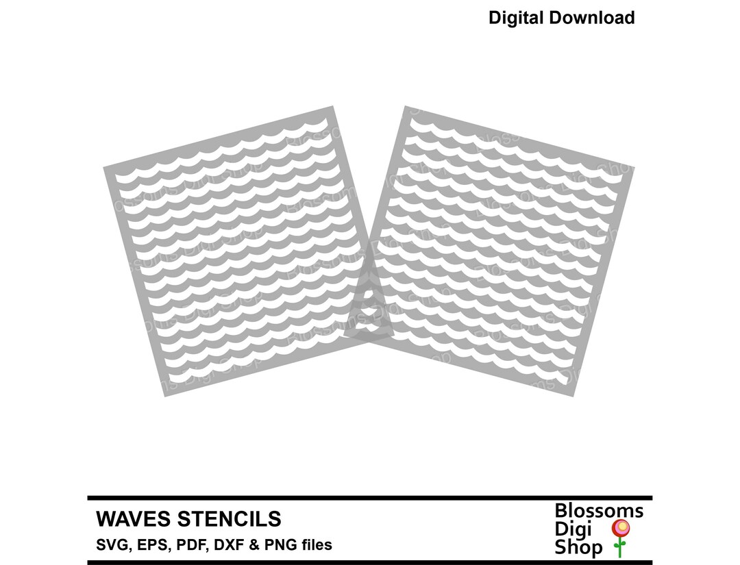 Waves Stencils, Cut Files, Wave Svg, Nautical Svg, Eps Vector File ...