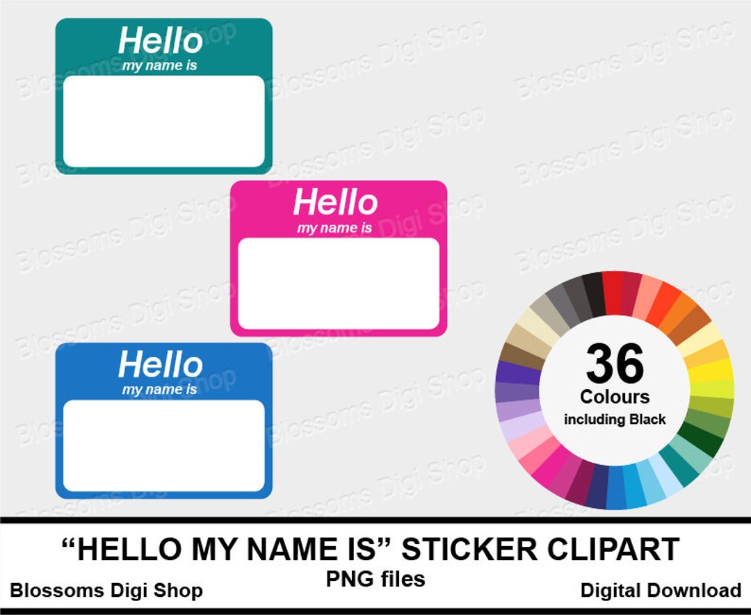 Hello My Name is Clipart Name Tag Rainbow Colors Meeting - Etsy