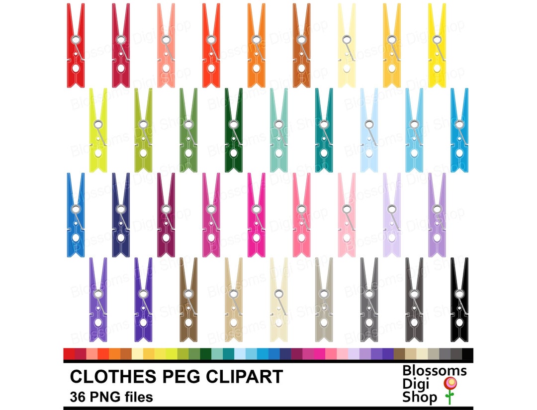Clothes Pin Clipart, Clothes Peg, Rainbow Elements, Wash Day Sticker ...