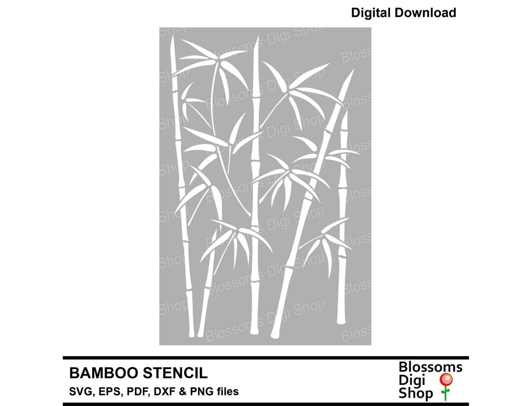Bamboo Stencil, Svg Cut File, Branch Svg, Leaves Eps, Laser Dxf, Leaf ...