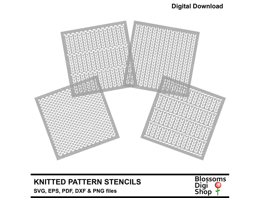 Knitted Pattern Stencils, Knitting Texture, Wool Svg, Cut File, Dxf ...