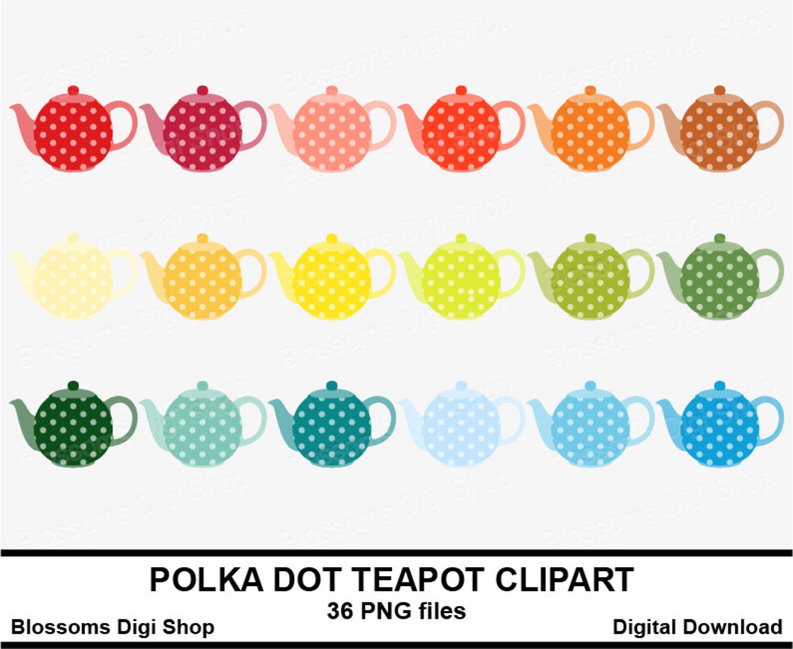 Polka Dot Teapot Clipart Polka Dot Pot Tea Party Sticker - Etsy