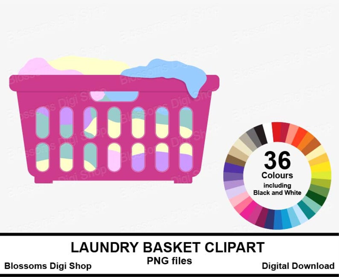 Laundry Basket Clipart Launderette Element Washing Icon - Etsy