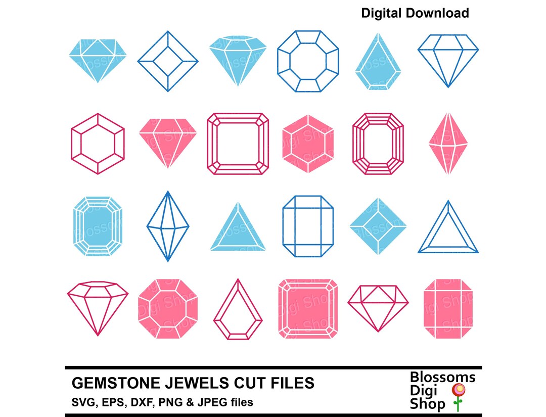Gemstone Jewel, SVG Cut Files, Diamond Vector, Jewellery Elements ...