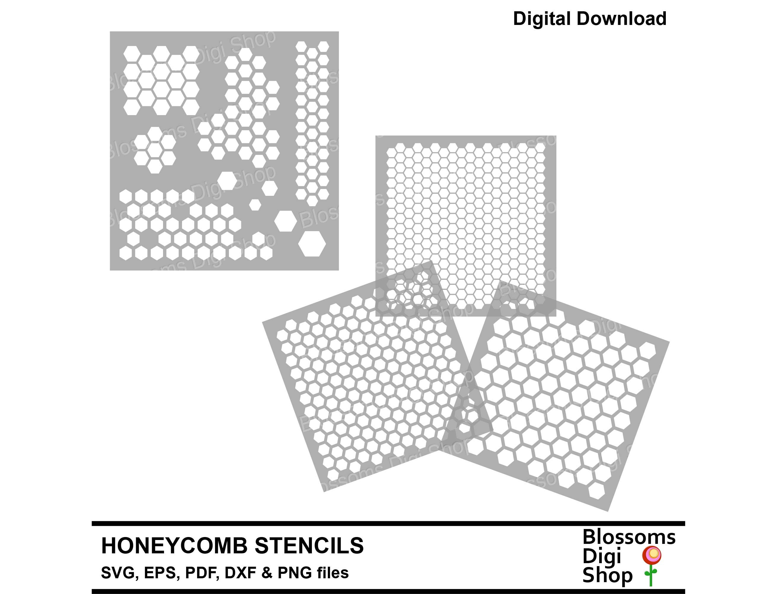 Honeycomb Stencils, Hexagon Vector, Honey Comb, Bee Pdf, Vector File, Honey Eps, DIY Stencil ...