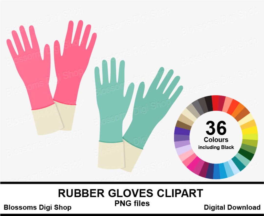 Rubber Gloves Clip Art Sticker Clipart Cleaning Graphic - Etsy