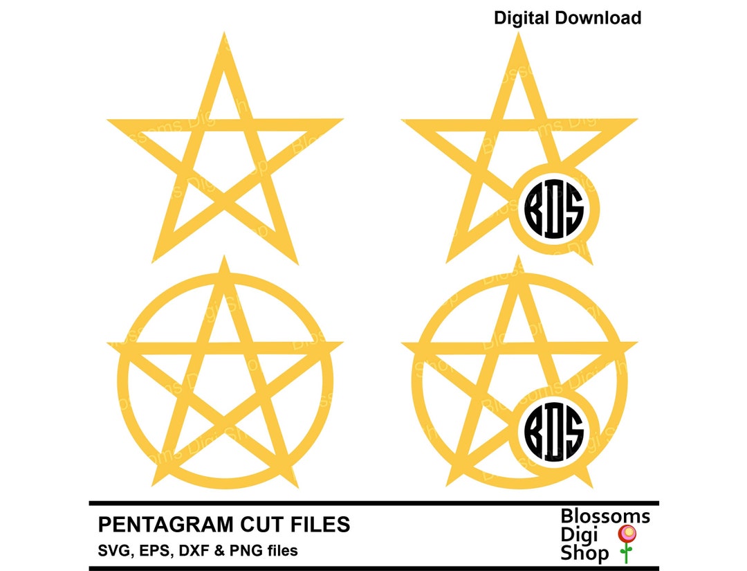 Pentagram Cut Files, Halloween Svg, Monogram Svg, Star Template ...