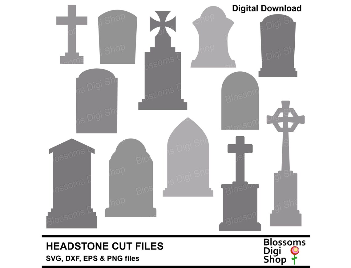 Headstones Cut Files, Gravestone Svg, Tombstone Eps, Halloween Dxf ...
