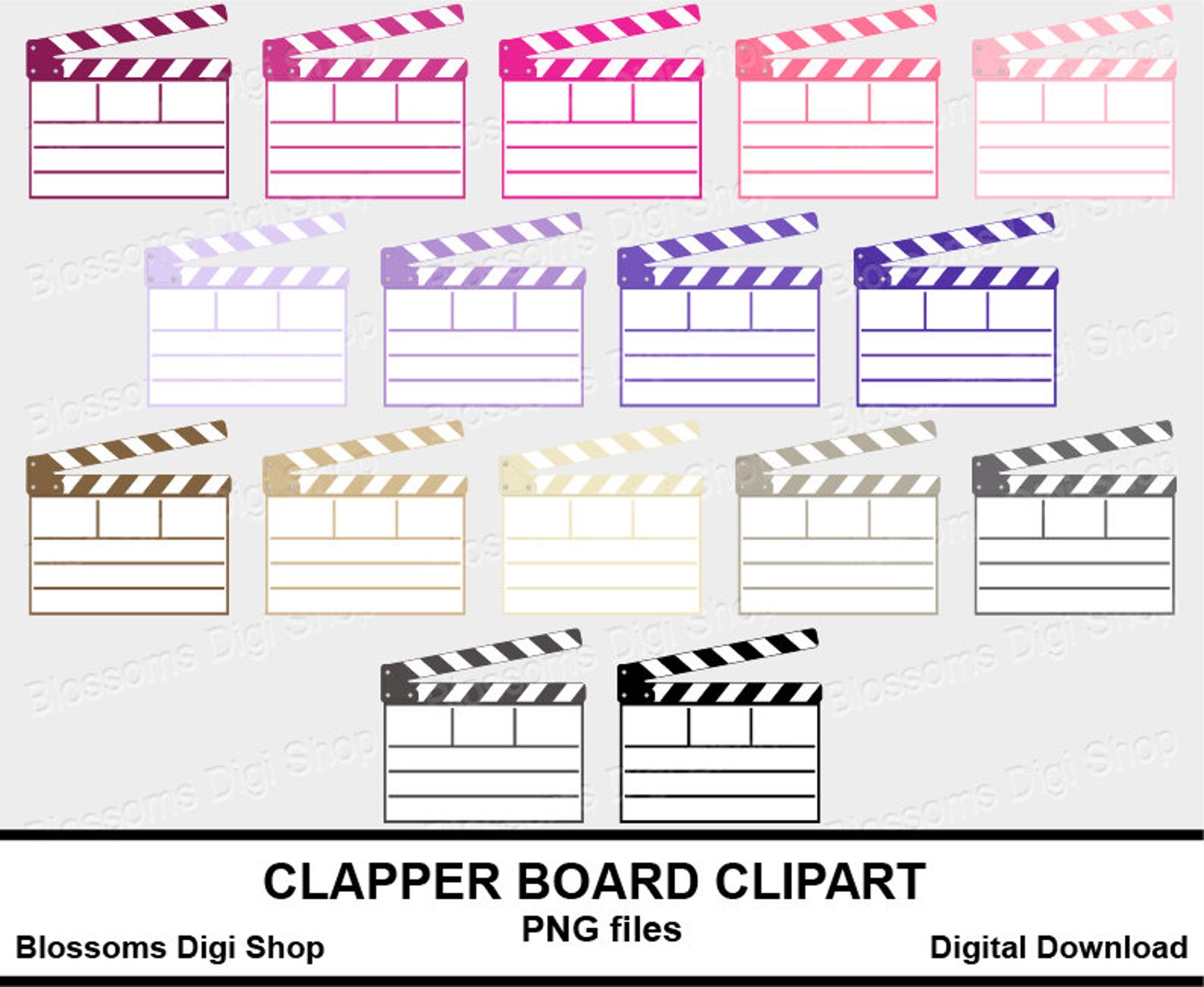 Clapper Board Clipart Film Png Rainbow Sticker Film Night - Etsy