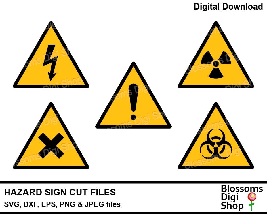 Hazard Signs Svg Cut Files Danger Signs Warning Symbols - Etsy