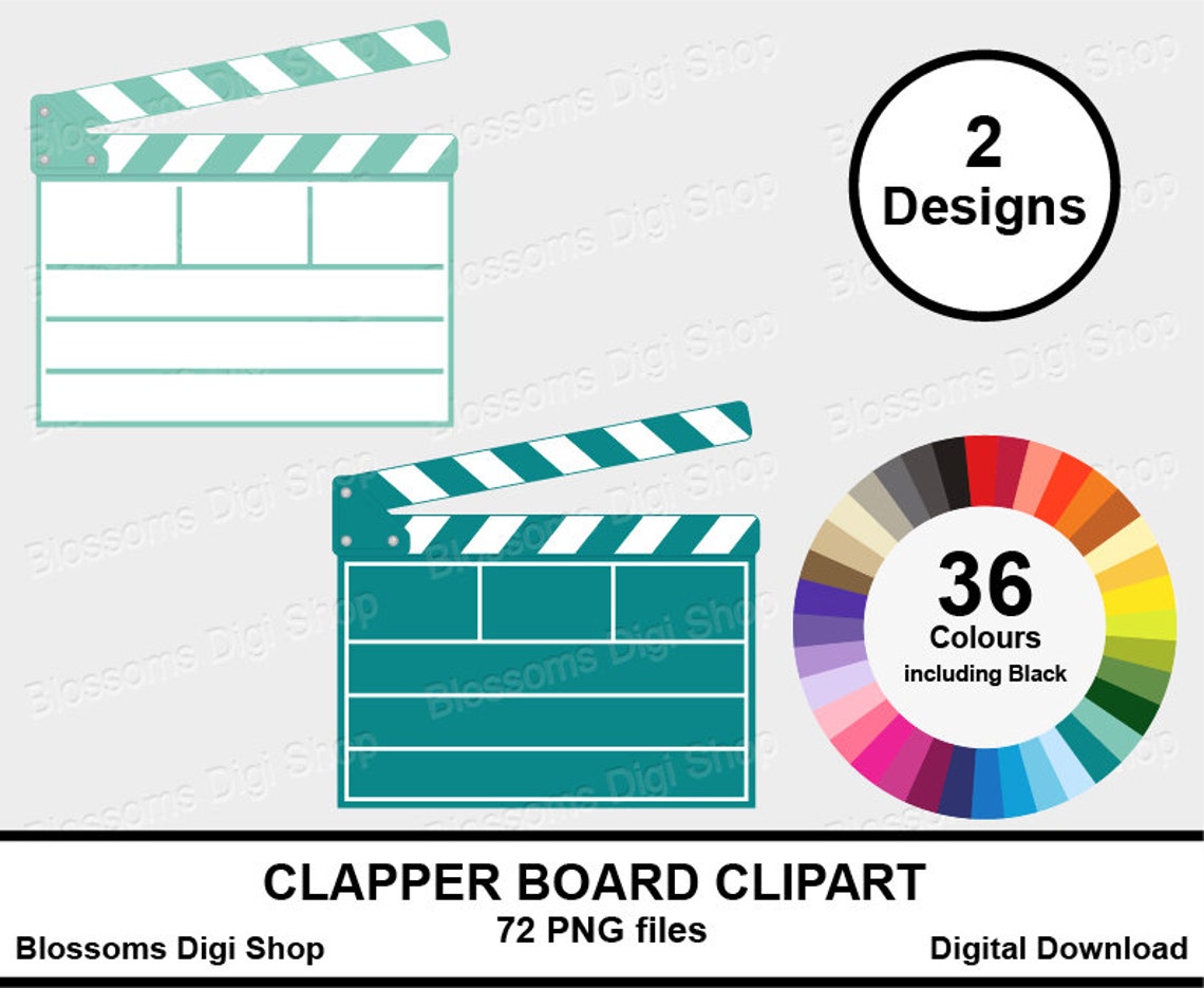Clapper Board Clipart Film Png Rainbow Sticker Film Night - Etsy