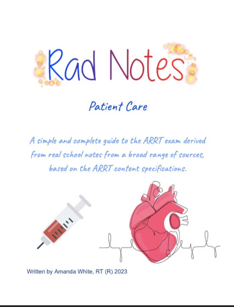 Rad Notes Patient Care Radiography and ARRT Registry Guide digital Copy ...