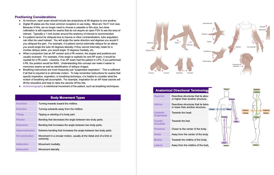 Rad Notes - General Anatomy & Positioning Considerations - Radiography ...