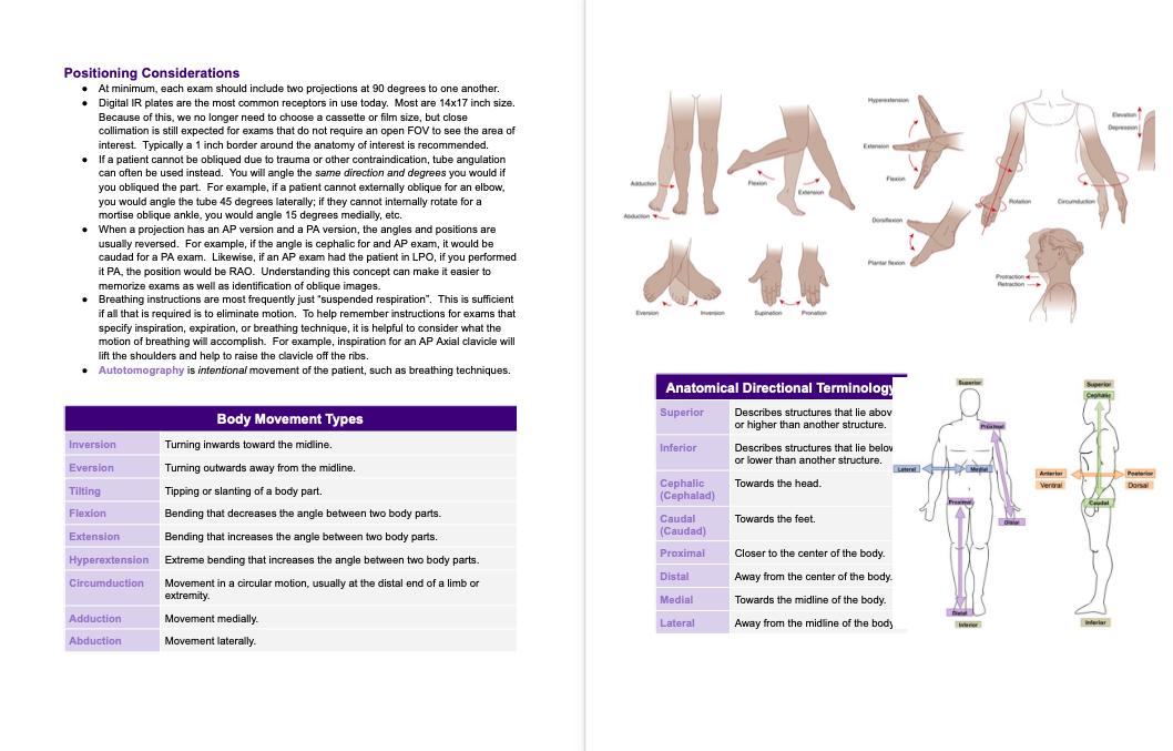Rad Notes - General Anatomy & Positioning Considerations - Radiography ...