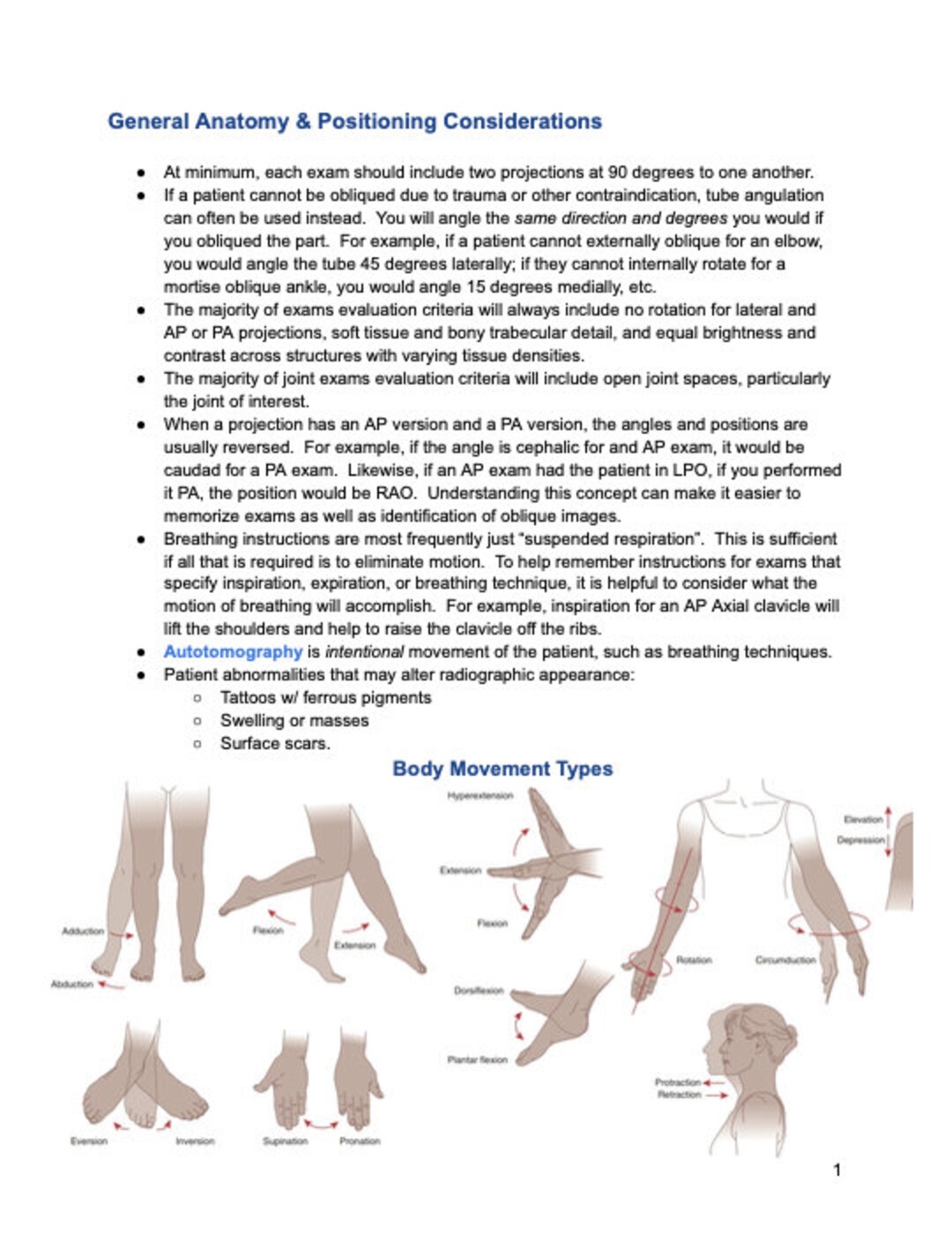 Rad Notes General Anatomy & Positioning Considerations Special Studies ...