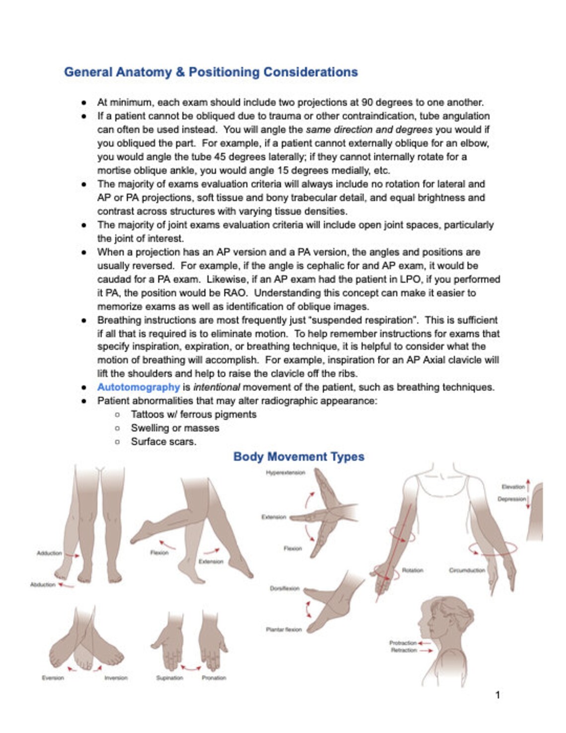 Rad Notes General Anatomy & Positioning Considerations Special Studies ...