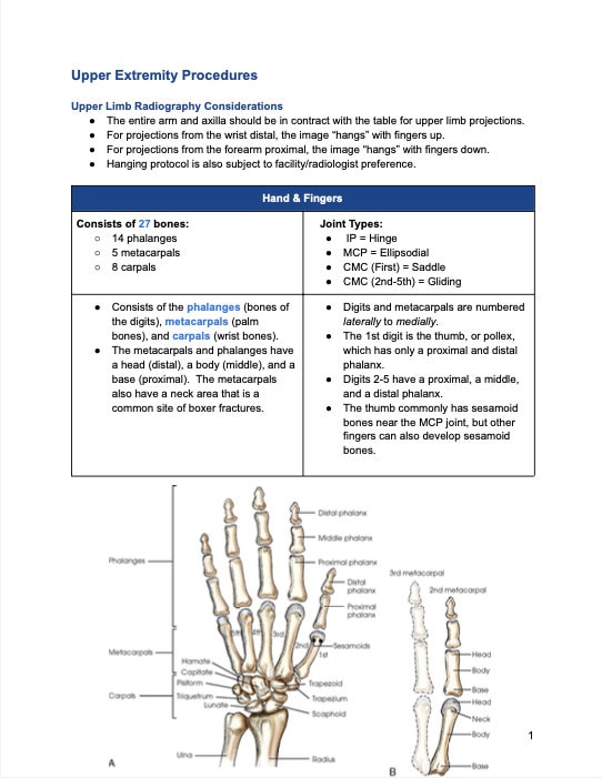 Rad Notes Upper Extremities Radiography Study Guide digital Copy - Etsy