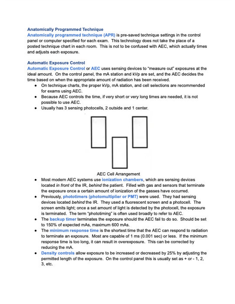 Rad Notes Technique Charts Operating Console Radiography Study Guide ...