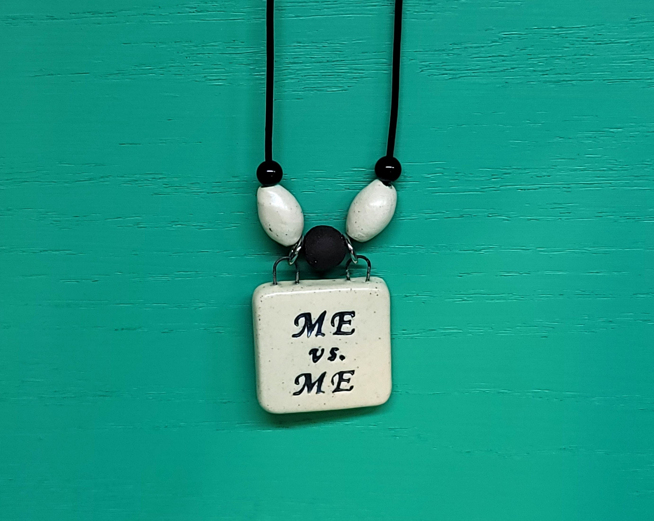 Me Vs. Me Ceramic Necklace Square, Oblong, or Round - Etsy
