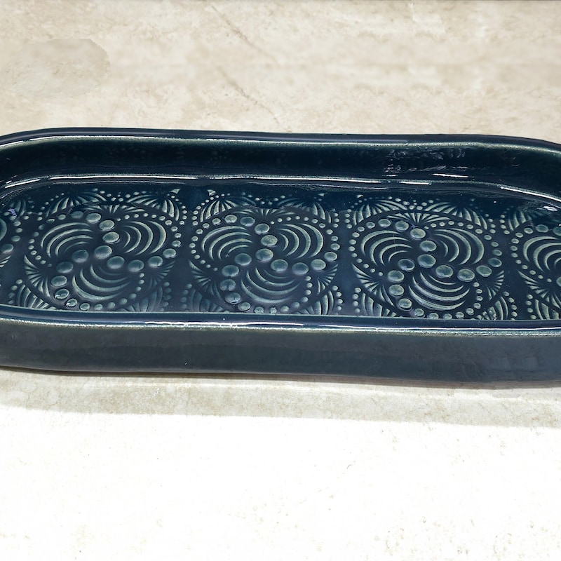 Ceramic Blue Platter Plant - Etsy
