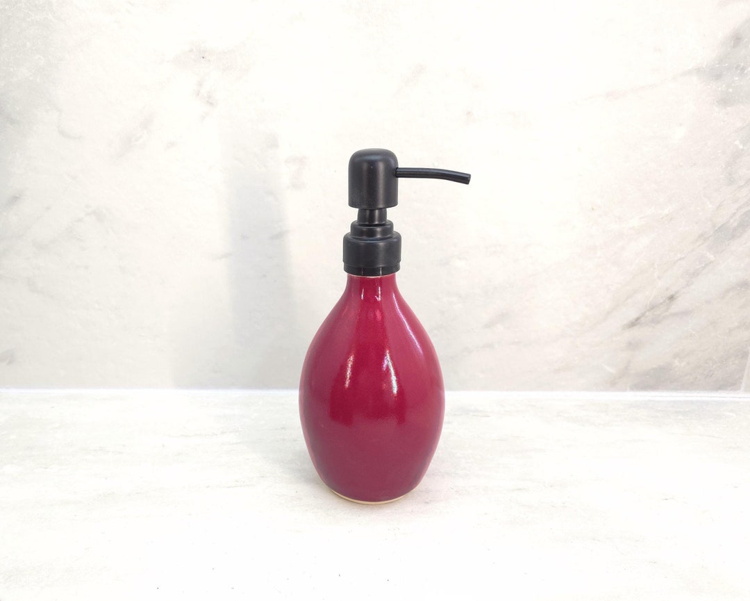 Red Ceramic Soap Dispenser With Metal Pump - Etsy