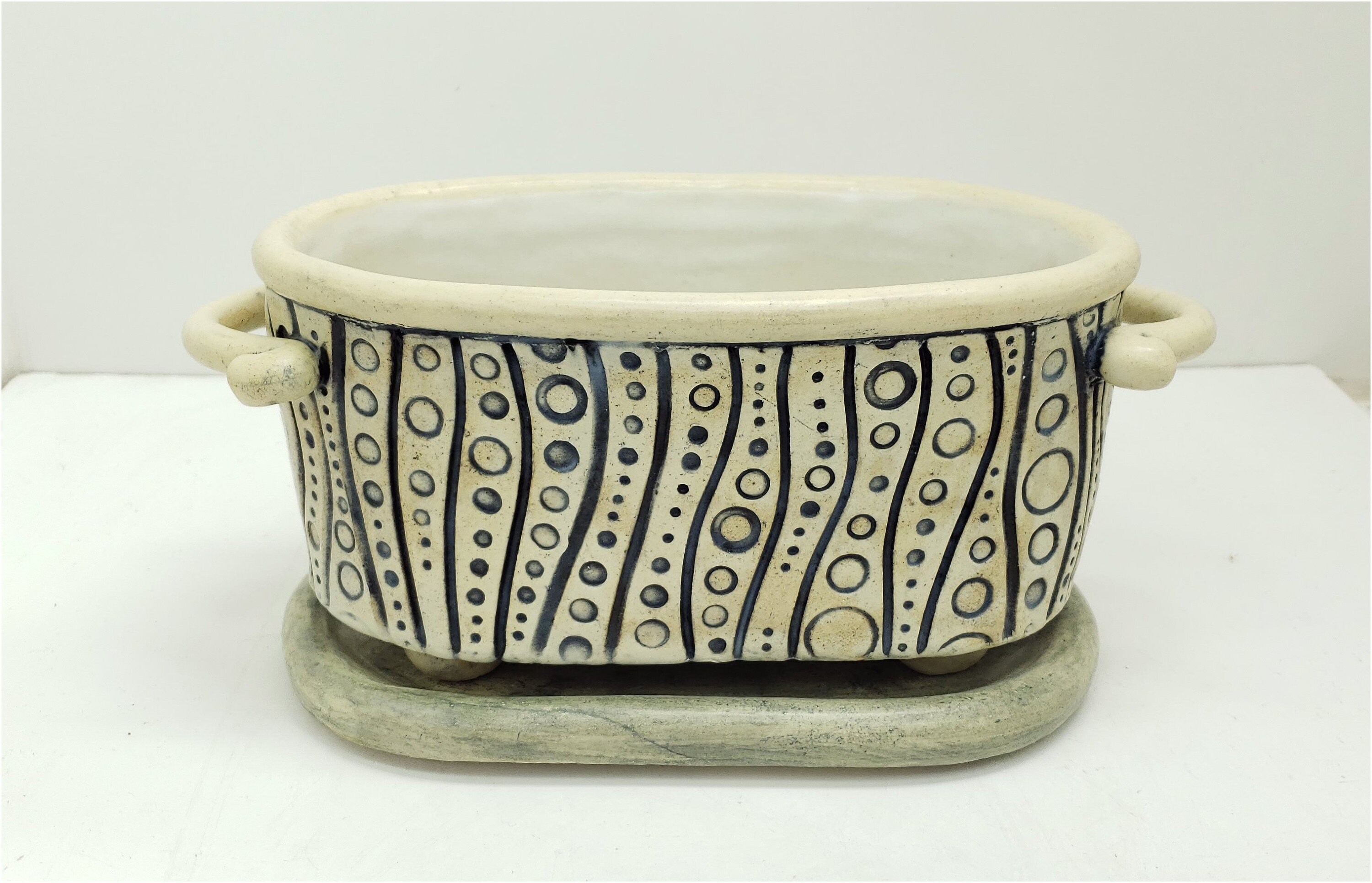 Oval Circle Pattern Ceramic Planter 10.5 X 6 X 5.5 - Etsy