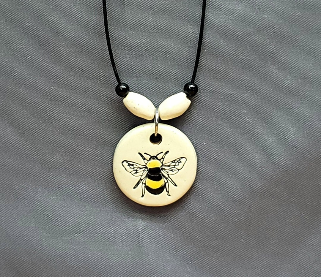 Round Bumblebee Ceramic Necklace - Etsy