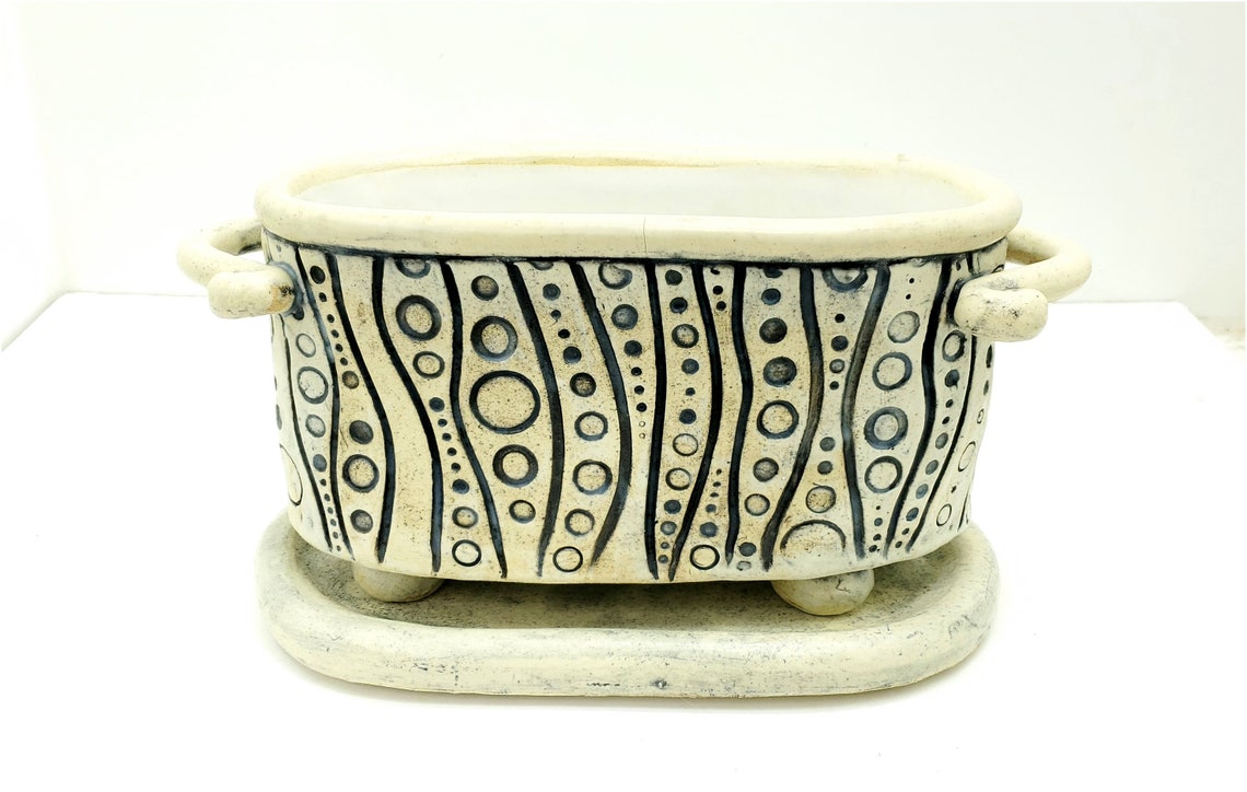 Oval Circle Pattern Ceramic Planter 10.5 X 6 X 5.5 - Etsy