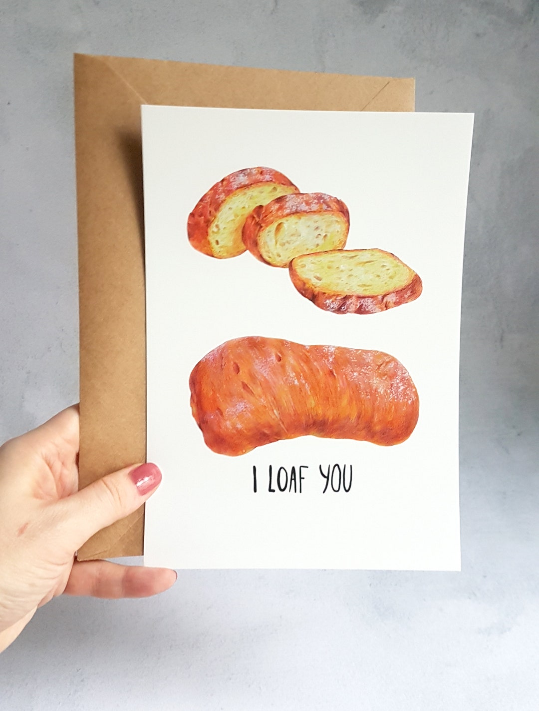 I Loaf You Card Funny Love Card Ciabatta Bread Postcard A5 Bake ...