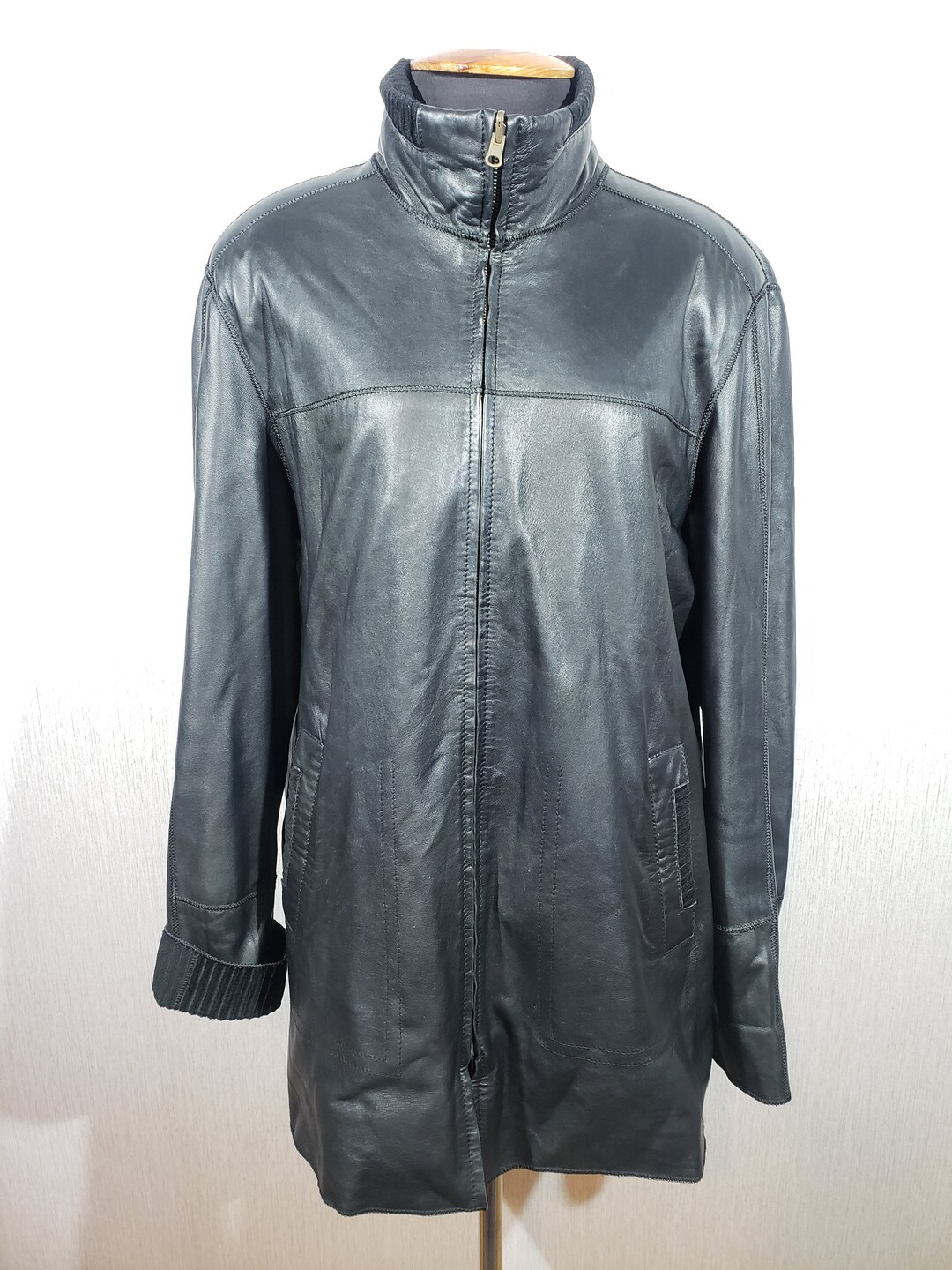 Two-sided Men's Leather Jacket of Black Color. Stylish Men's Jacket ...