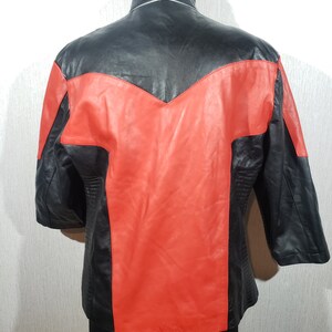 Stylish Women's Red Leather Jacket With Black Inserts. Women's Sports ...
