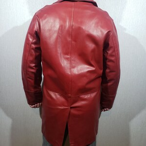 Stylish Long Men's Red Leather Jacket. Red Men's Jacket Made of Genuine ...