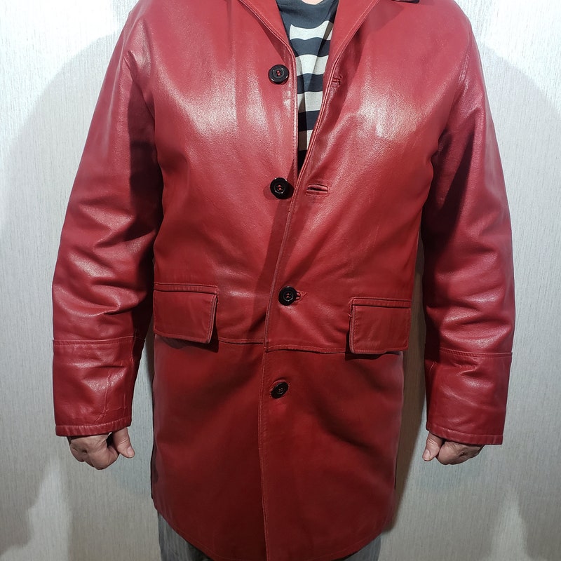 Red Leather Jacket - Etsy