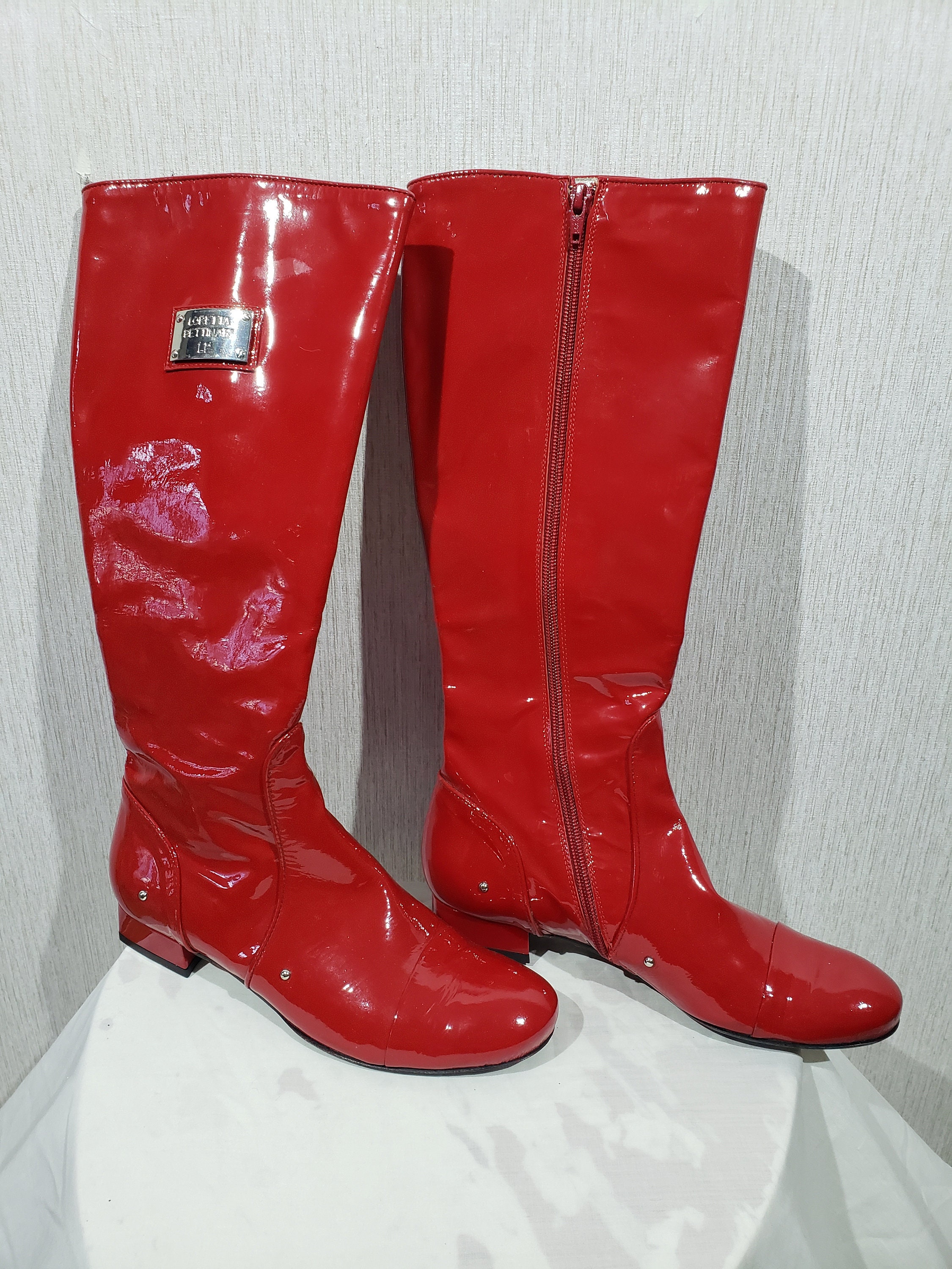 Stylish Red Women's Leather Boots. Red Elegant Patent Leather Boots. - Etsy