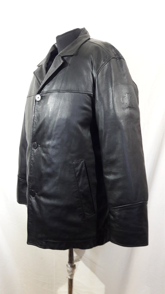 Branded men's leather jacket. Black men's leather jac… - Gem