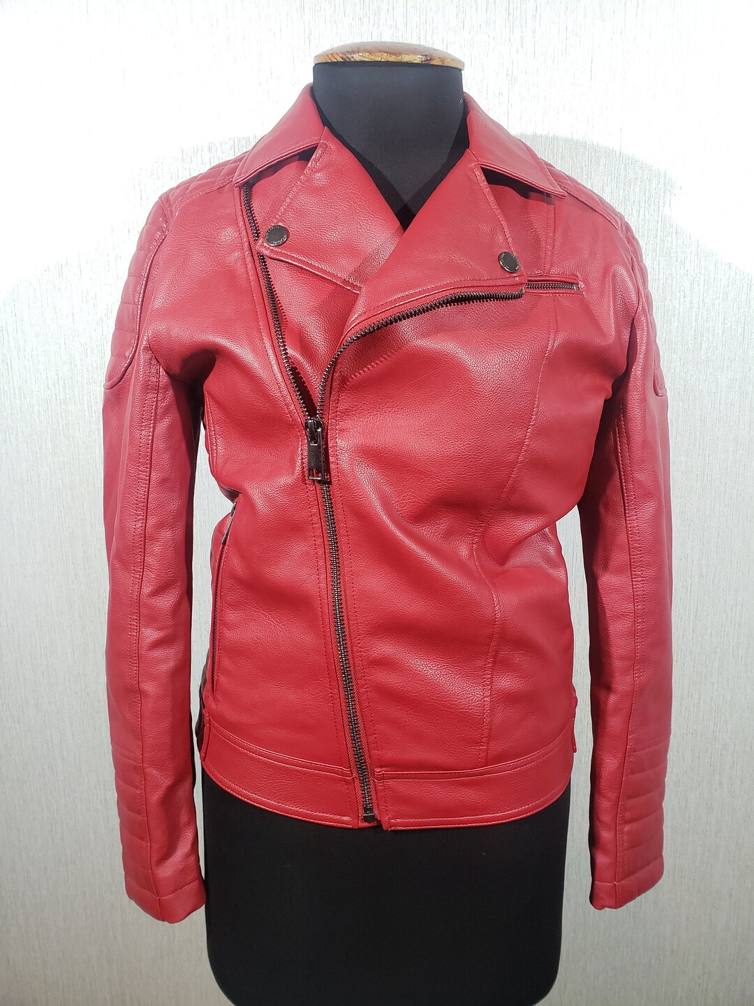 Stylish Red Men's Biker Jacket. Great Red Faux Leather Jacket for Men ...