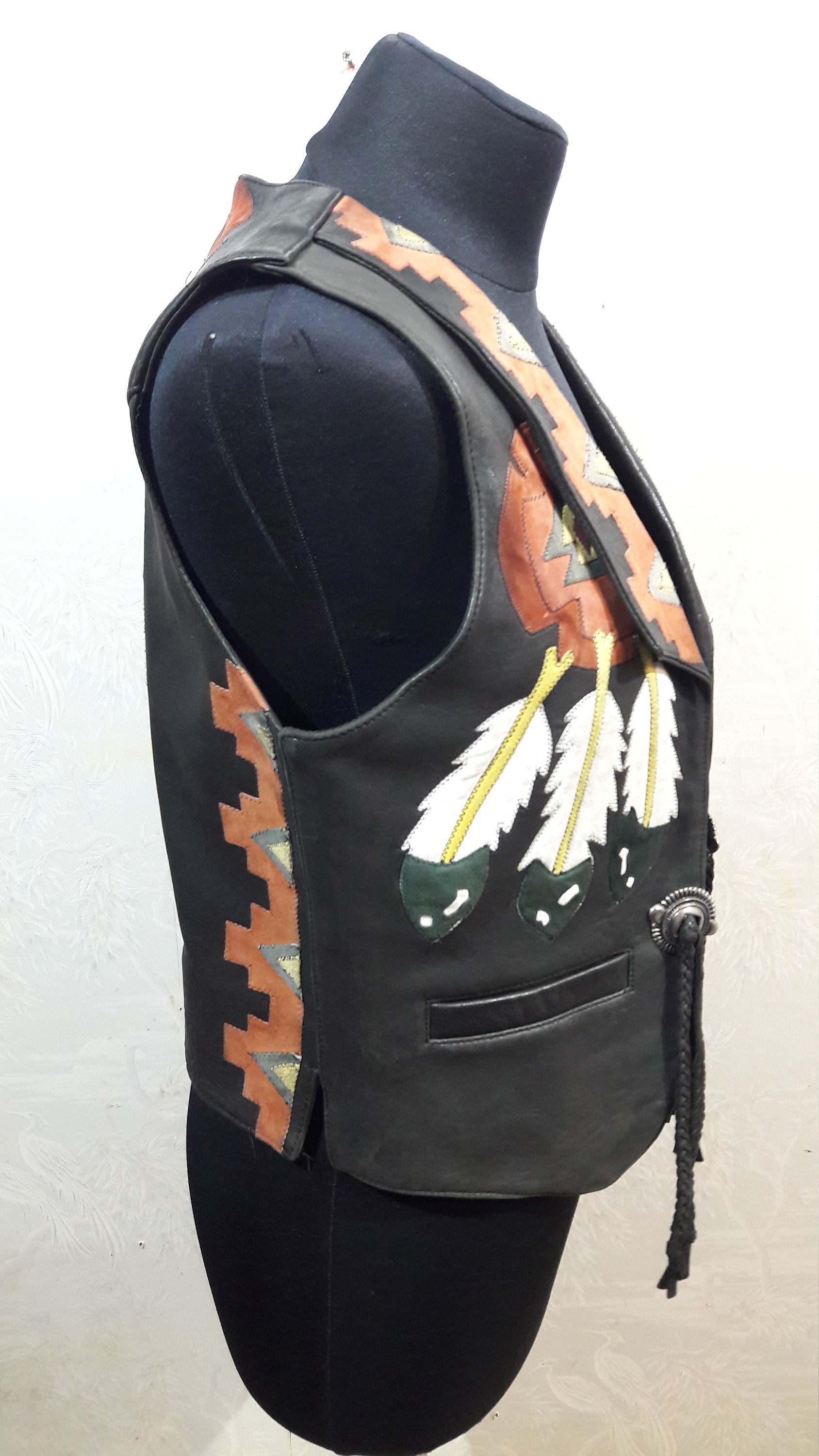 Unique leather vest. Men's vest with colored leather | Etsy