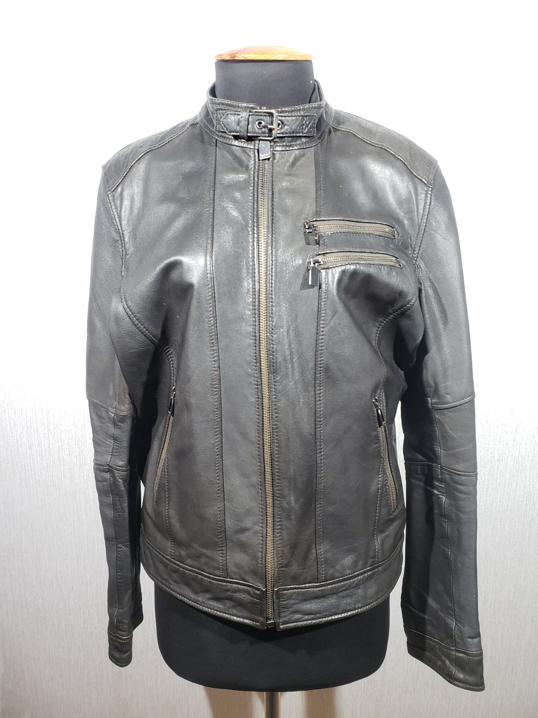 Brown Sports Leather Jacket for Men. Stylish Brown Men's Jacket Made of ...