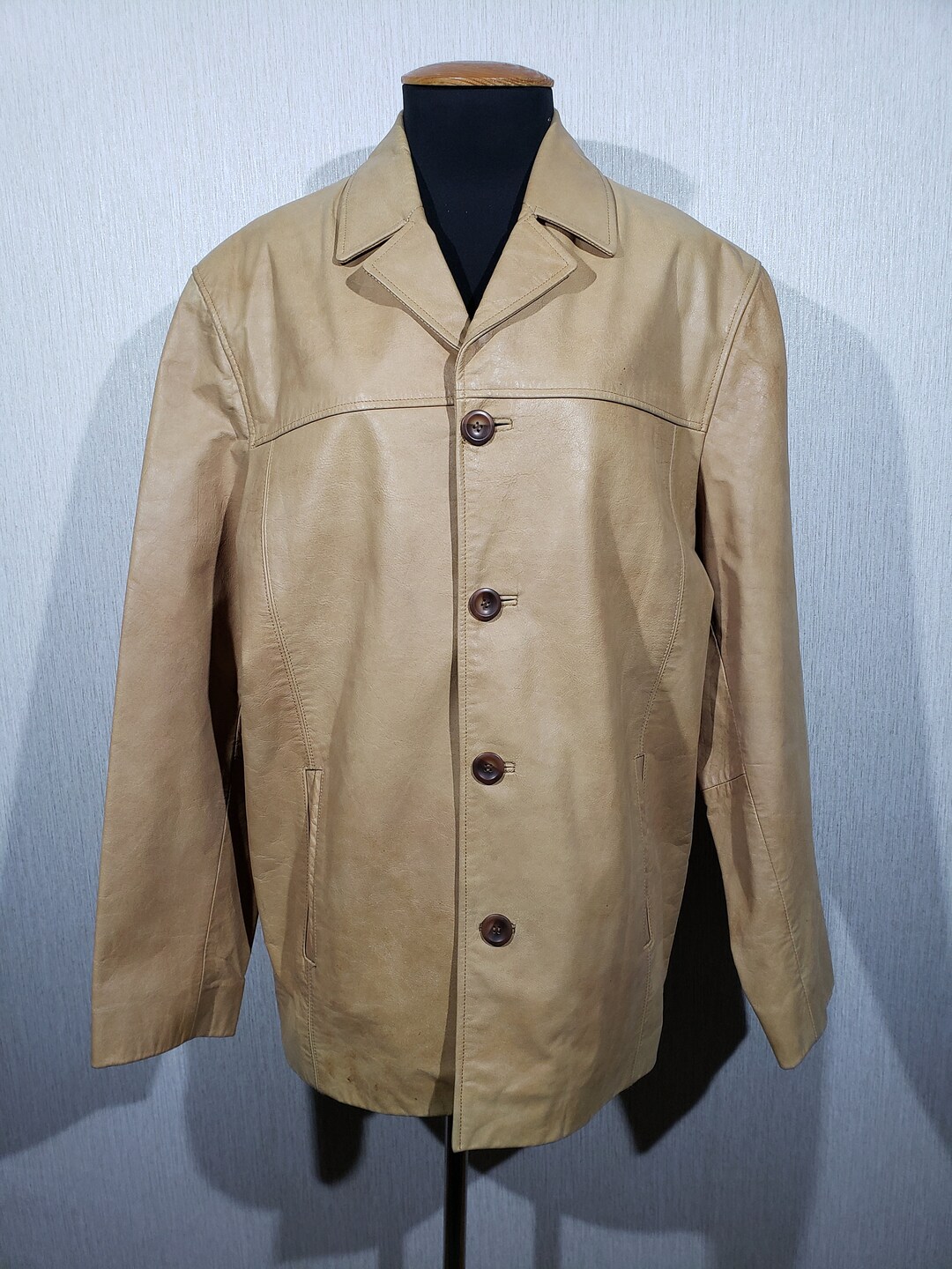 Stylish Men's Brown Leather Jacket. Light Brown Leather Jacket With ...