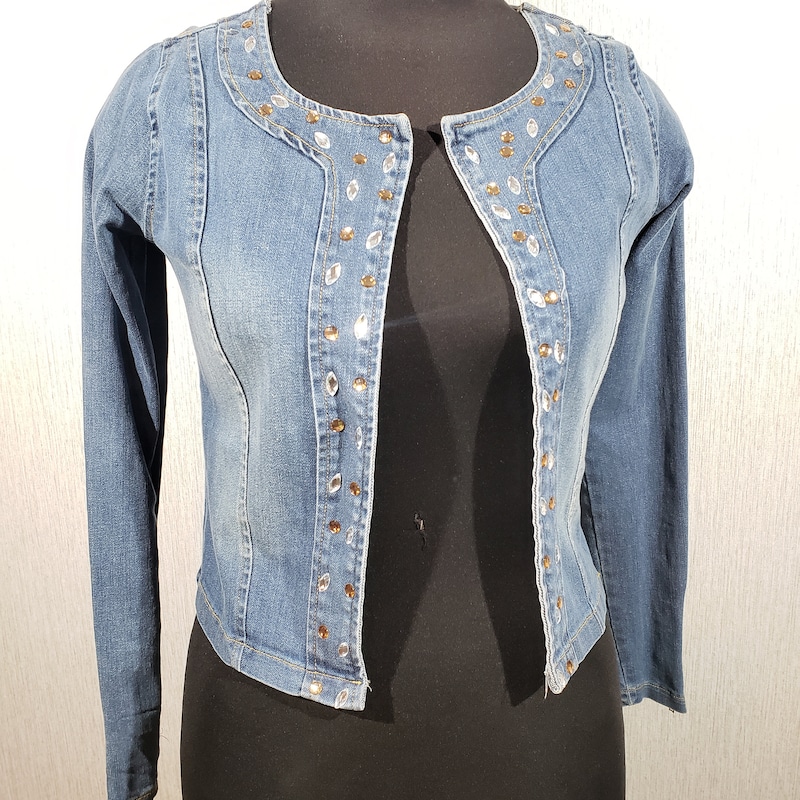 Rhinestone Denim Jacket - Etsy