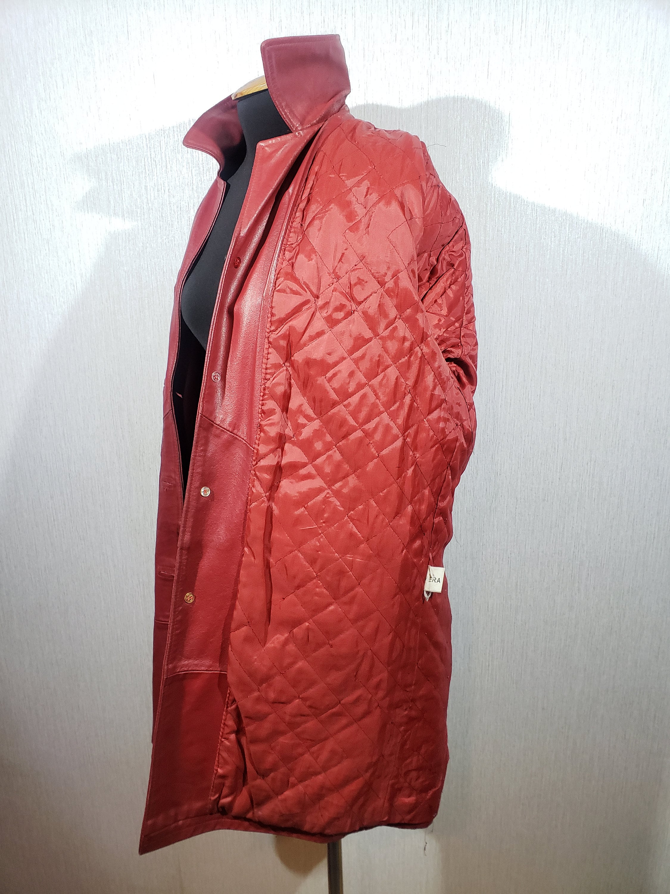 Stylish Long Men's Red Leather Jacket. Red Men's Jacket Made of Genuine ...