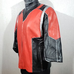 Stylish Women's Red Leather Jacket With Black Inserts. Women's Sports ...