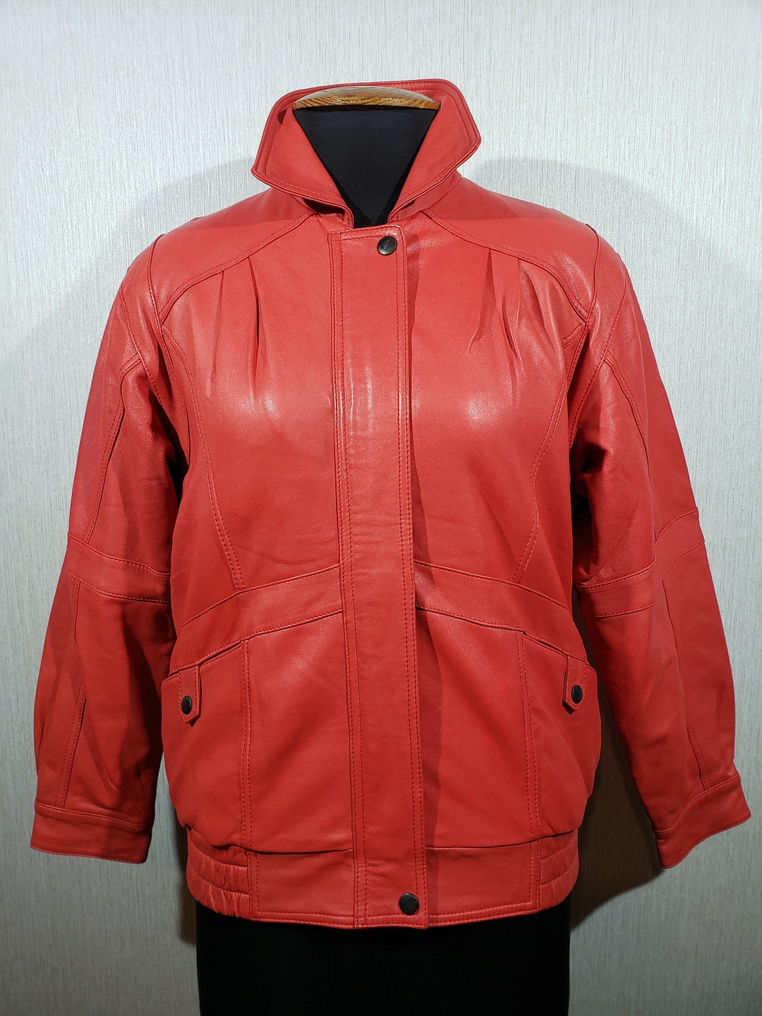 Reliable Red Leather Jacket for Women. Women's Red Leather Bomber ...
