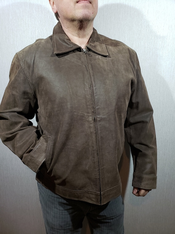 Stylish men's brown leather jacket. Brown leather jac… - Gem