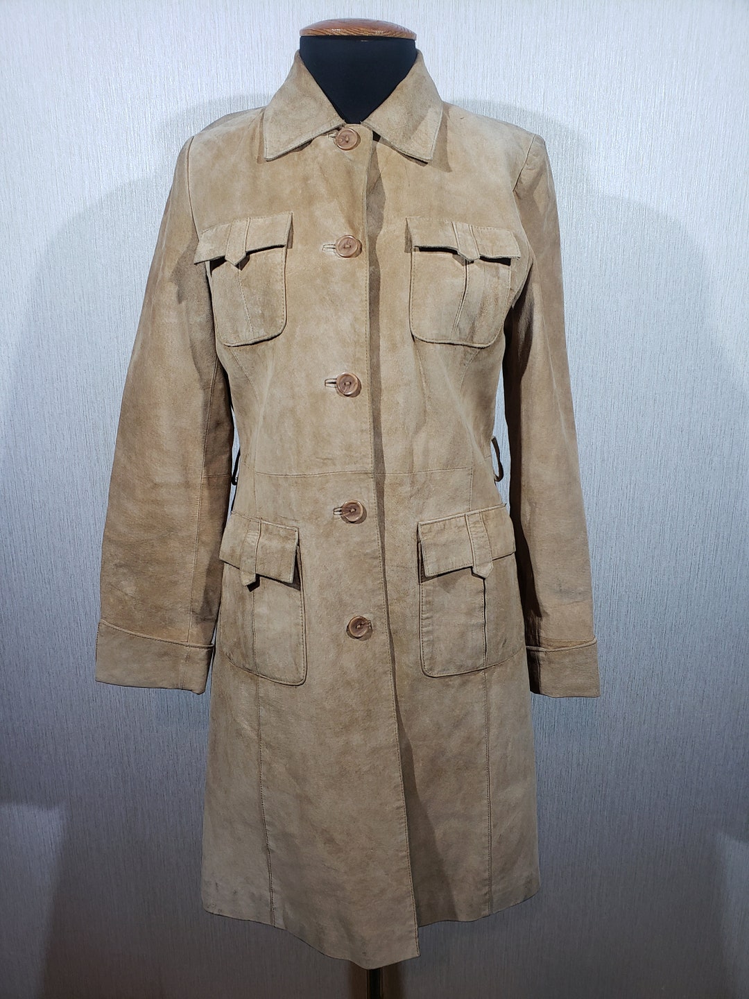 Reliable Women's Leather Jacket Made of Durable Beige Suede. Women's ...