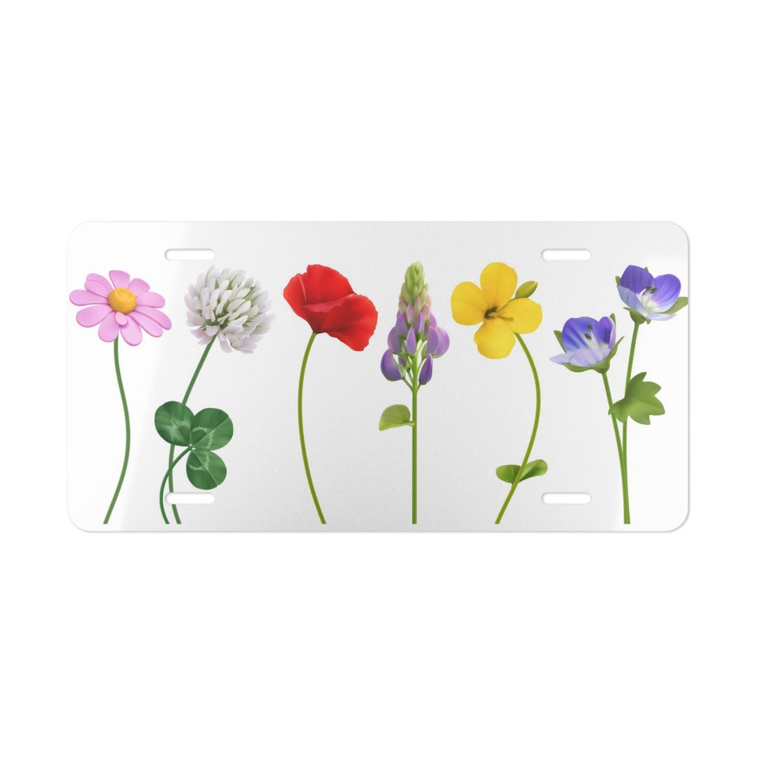Floral License Plate, Flowers License Plate - Etsy