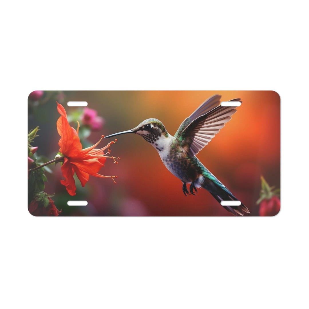 Hummingbird License Plate, Flowers License Plate - Etsy